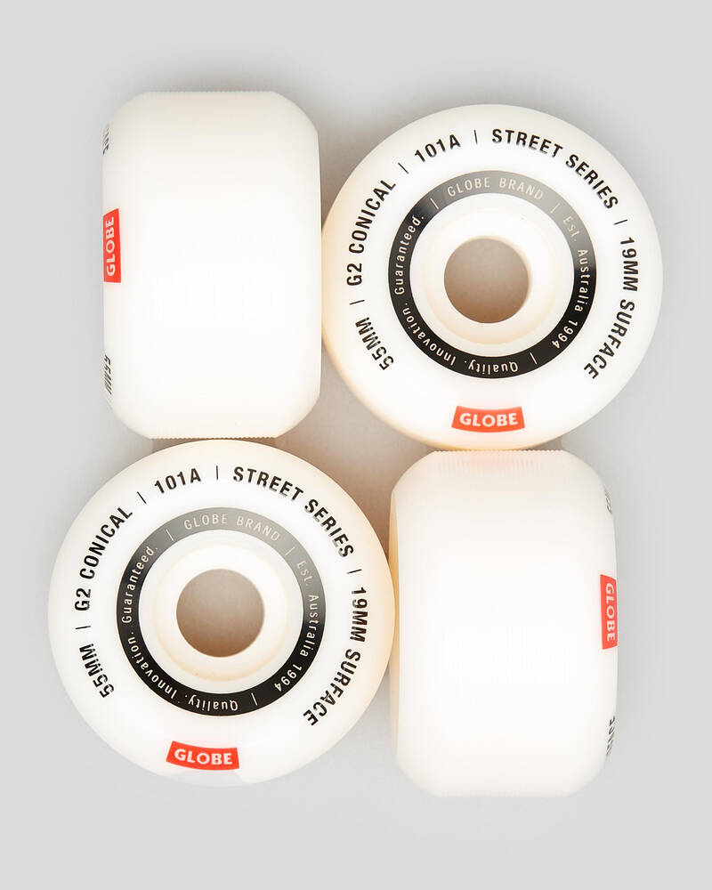 Shop Globe G2 Conical 55mm Street Skateboard Wheels In White/essential ...