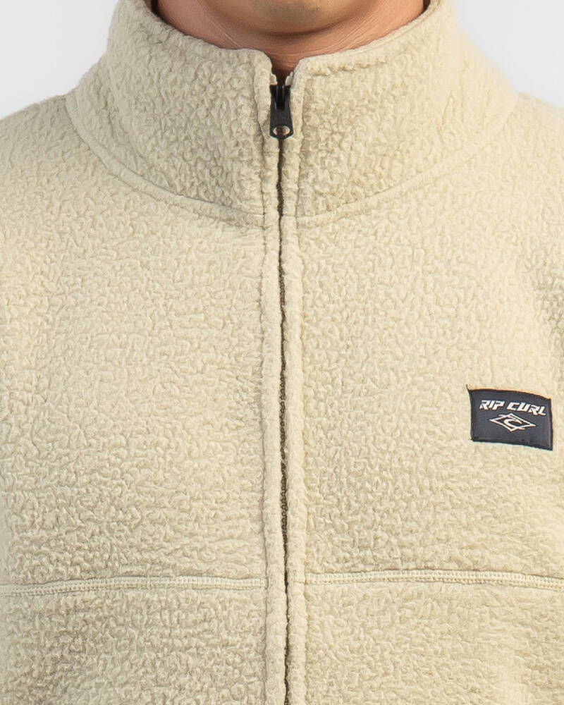 Shop Rip Curl Rincon Zip Crew Polar Fleece Jacket In Taupe - Fast ...