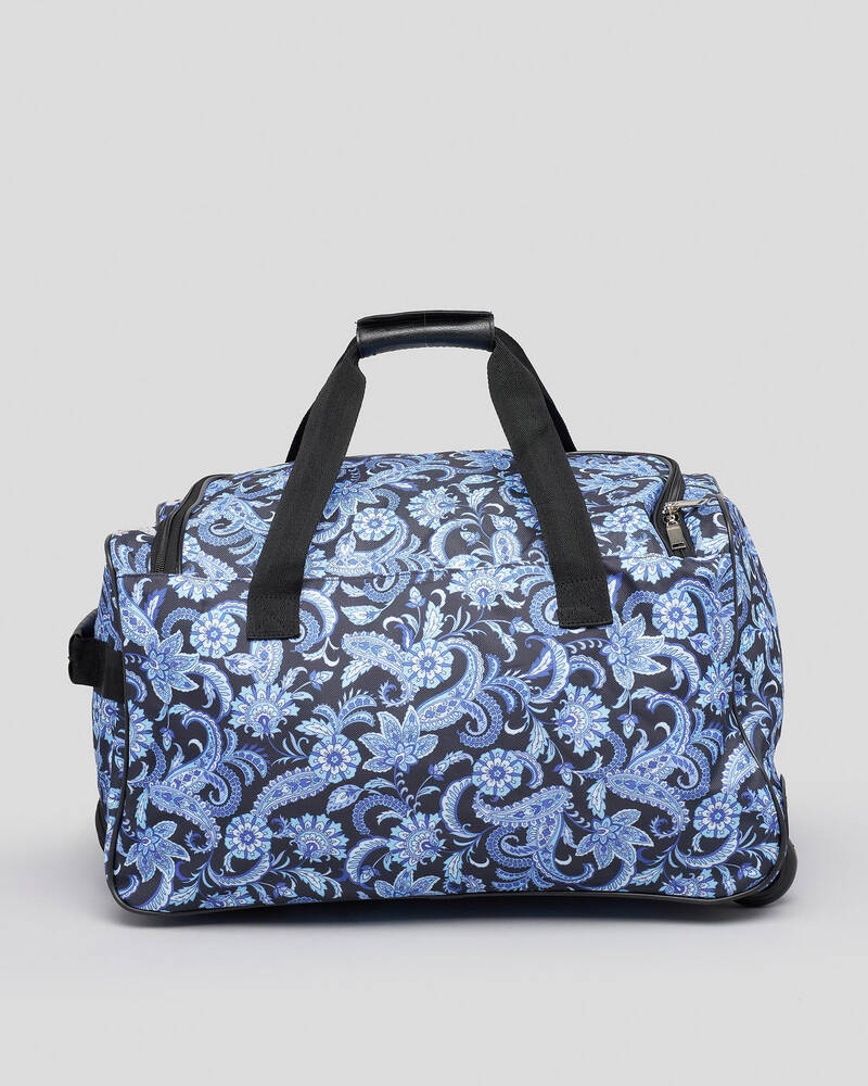 Shop Mooloola Violetta Small Wheeled Travel Bag In Blue/black - Fast ...