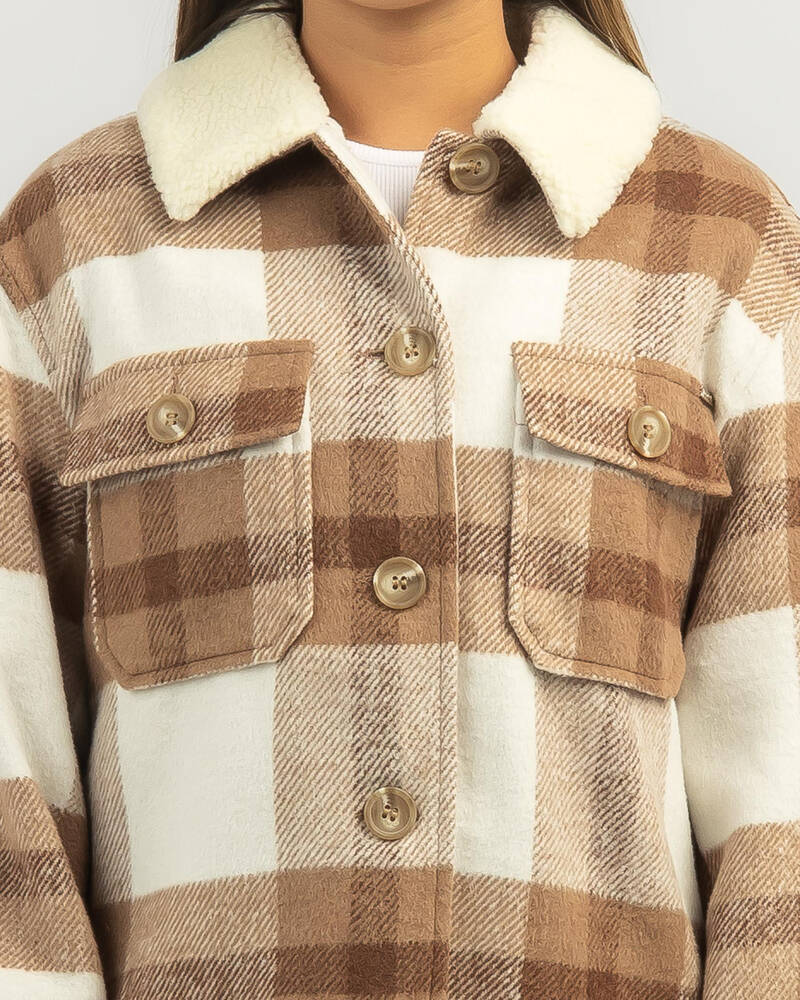 Shop Ava And Ever Girls' Bobbie Shacket In Taupe - Fast Shipping & Easy ...