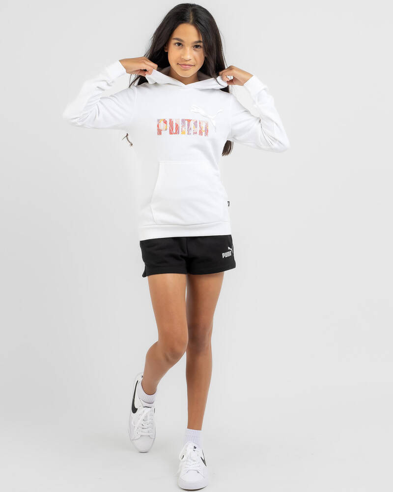 Shop Puma Girls' Essential Bloom Logo Hoodie In Puma White - Fast ...