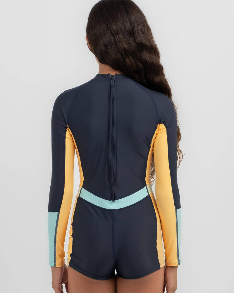 Shop Rip Curl Girls' Block Party Long Sleeve Surfsuit In Navy - Fast ...
