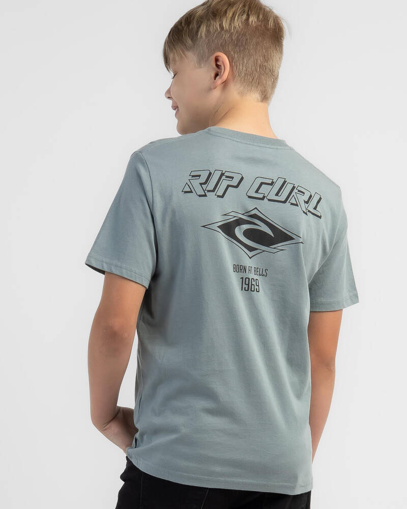 Shop Rip Curl Boys' Fade Out Icon T-Shirt In Mineral Blue - Fast ...