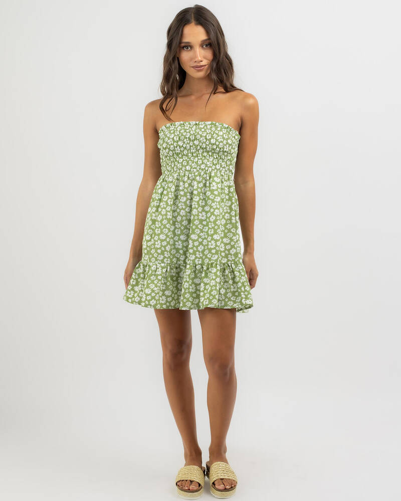 Mooloola Liliana Dress In Green/white - Fast Shipping & Easy Returns ...
