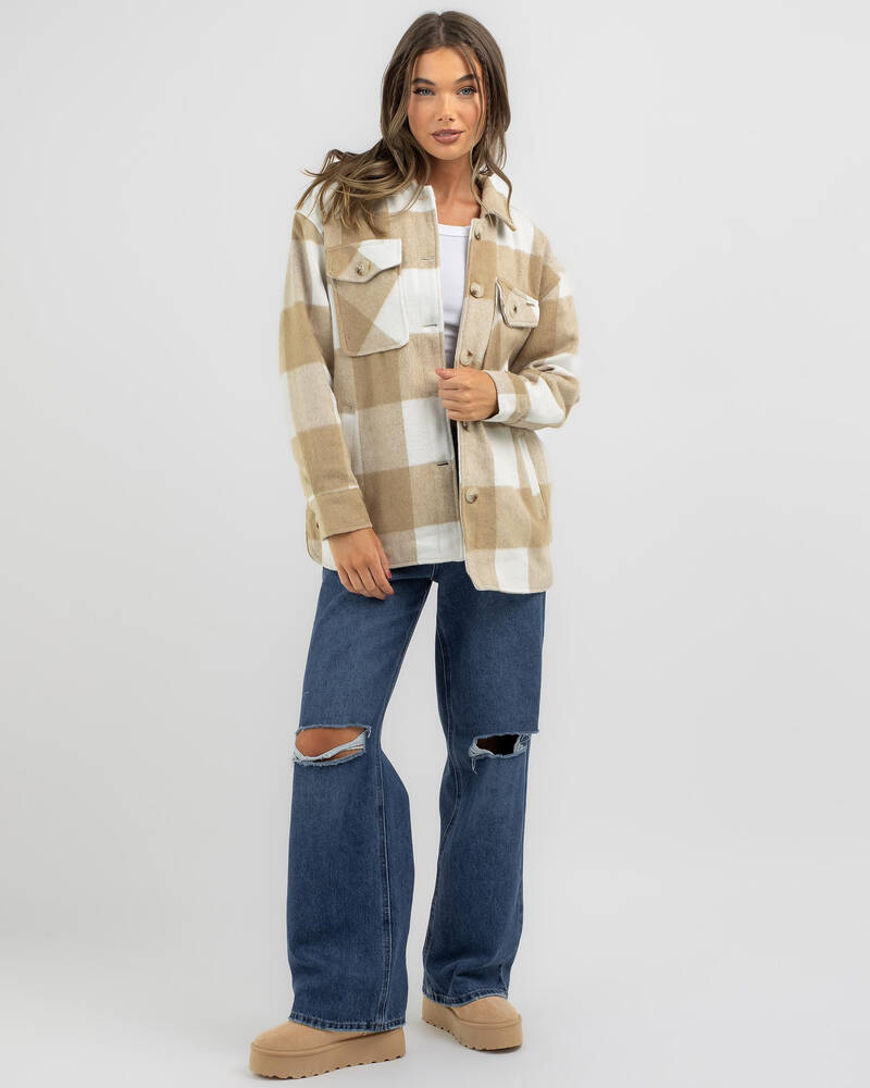Shop Ava And Ever Jasper Shacket In Cream/sand - Fast Shipping & Easy ...
