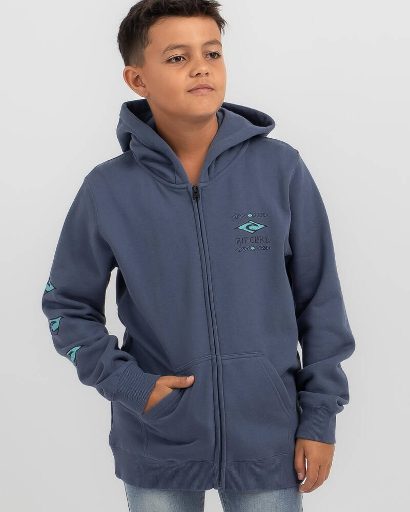 Shop Rip Curl Boys' Lost Islands Zip Through Hoodie In Vintage Navy ...