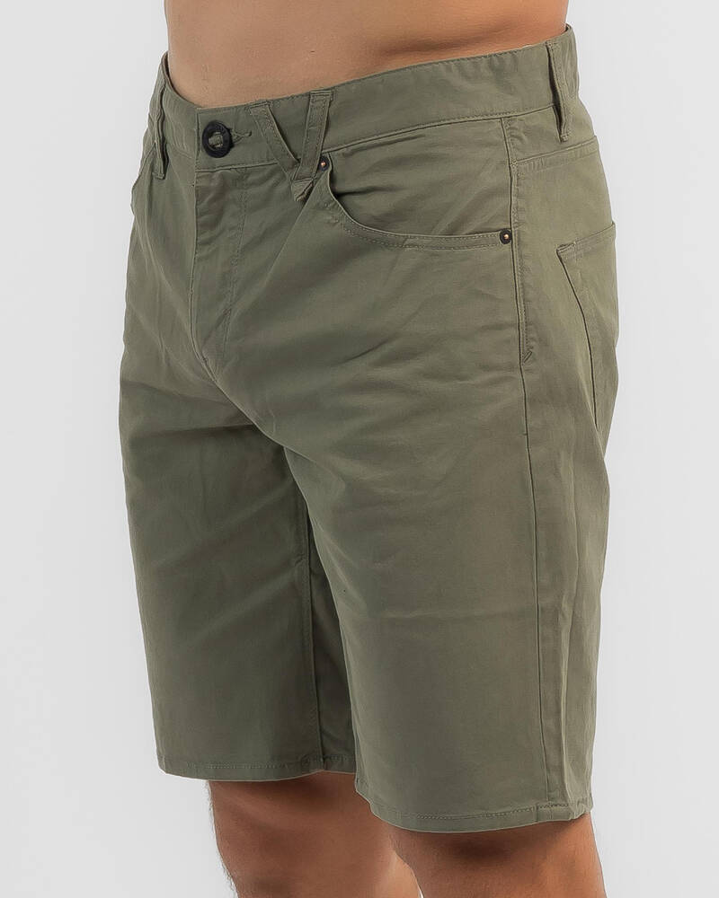 Shop Volcom Solver Lite 5 Pocket Shorts In Army Green Combo - Fast ...