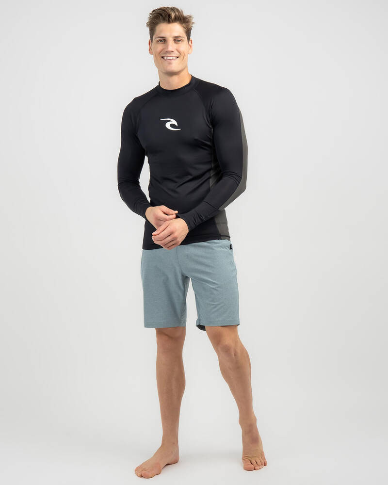 Shop Rip Curl Waves UPF Perf Long Sleeve Rash In Black - Fast Shipping ...