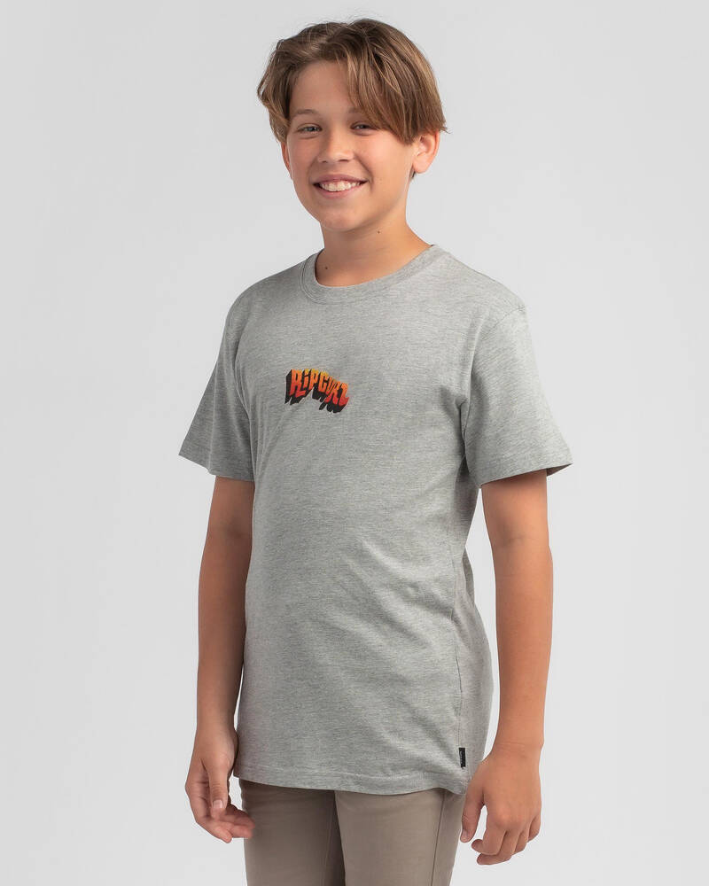 Shop Rip Curl Boys' Wavey Logo T-Shirt In Grey Marle - Fast Shipping ...