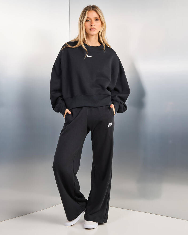 Shop Nike Phoenix Fleece Crew Jumper In Black/sail - Fast Shipping ...