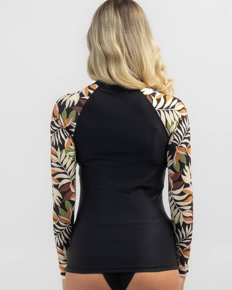 Shop Billabong Tales From The Tropics Long Sleeve Zip Rash Vest In ...