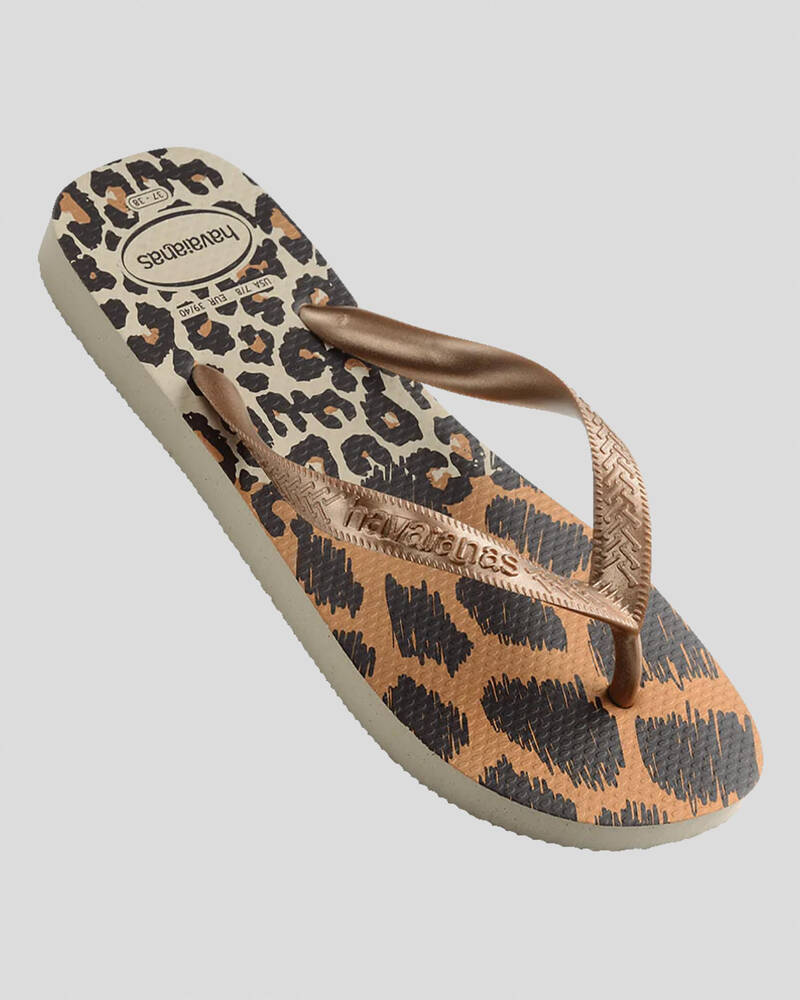 Shop Havaianas Top Animals Thongs In Beige/rose Gold/dark Brown - Fast ...