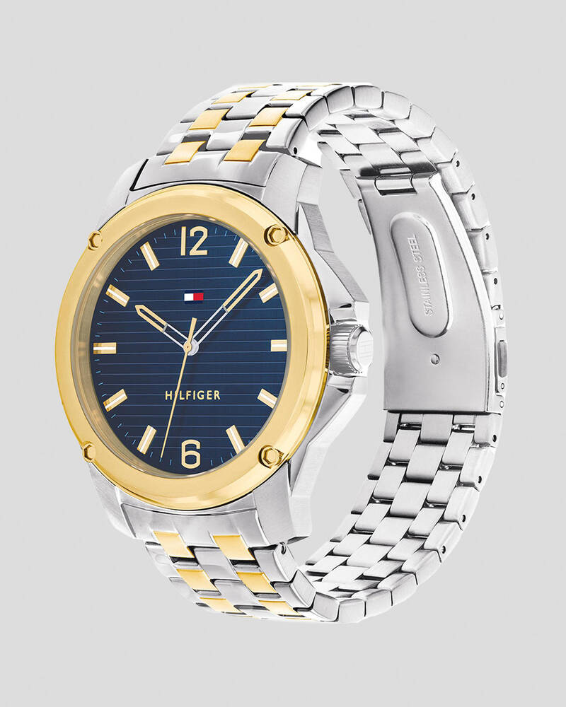 Shop Tommy Hilfiger Jason Watch In Silver / Navy / Gold - Fast Shipping ...