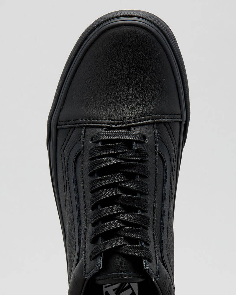 Shop Vans Womens Old Skool Leather Shoes In Black Mono - Fast Shipping ...
