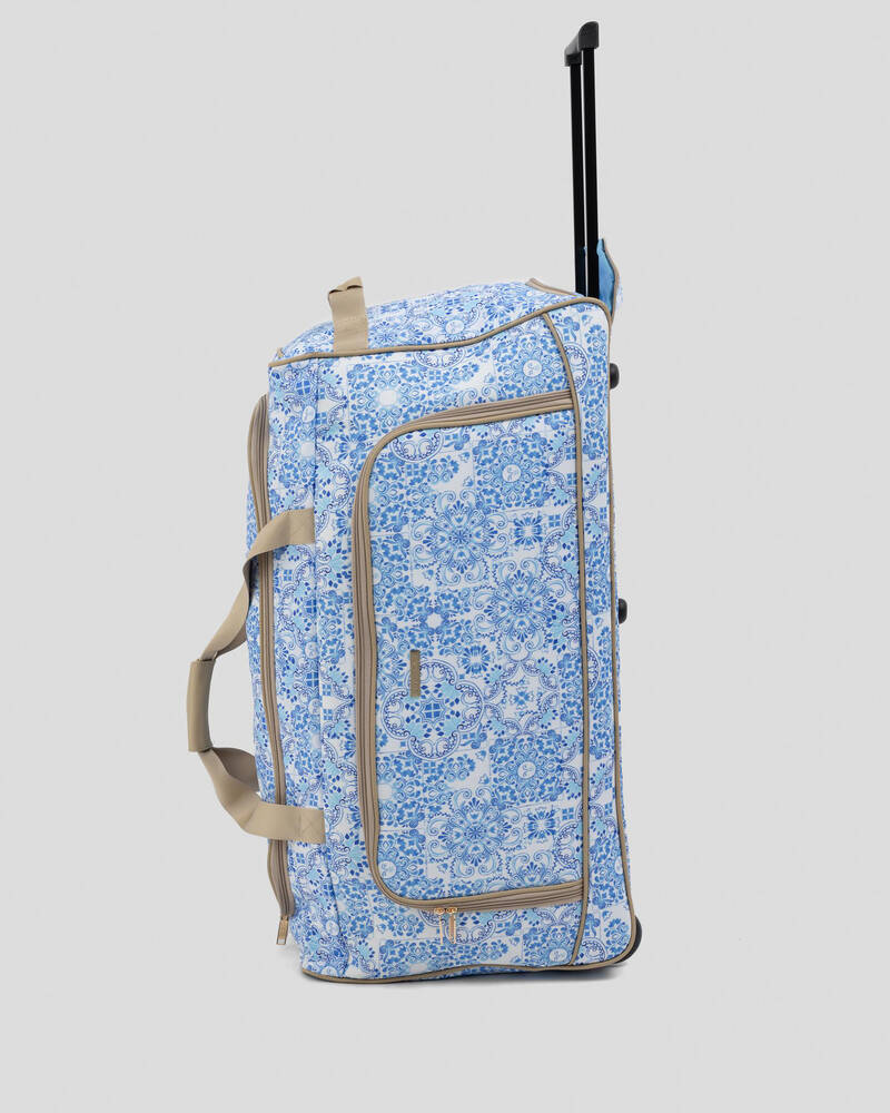 Shop Mooloola Wynter Large Wheeled Travel Bag In Blue/white - Fast ...