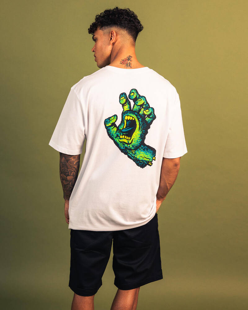 Shop Santa Cruz Street Creep Hand T-Shirt In White - Fast Shipping ...