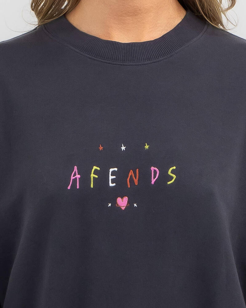 Shop Afends Funhouse Recycled Crew Neck Sweatshirt In Charcoal - Fast ...