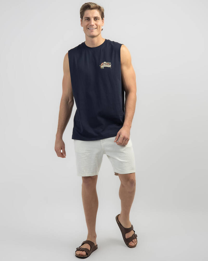 Shop The Mad Hueys Captain Compass Muscle Tank In Navy - Fast Shipping ...