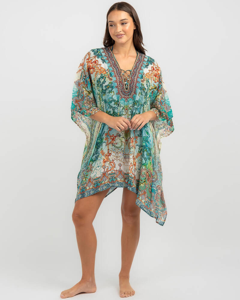 Shop Kaiami Heiress Beach Cover In Blue/gold - Fast Shipping & Easy ...