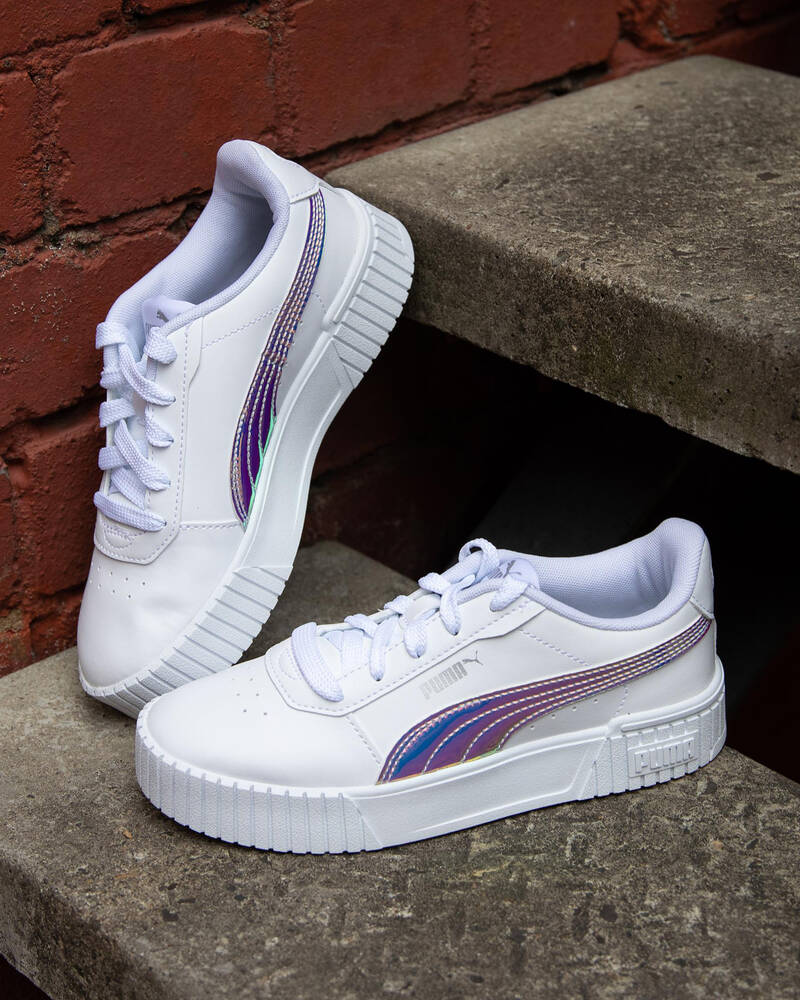 Puma Girls' Carina Holo Shoes In Puma White/puma Silver | City Beach ...