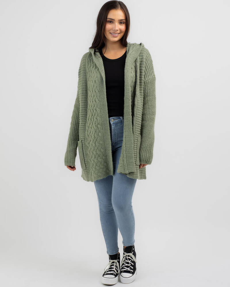 Shop Volcom Homeward Bound II Knit Cardigan In Light Army - Fast ...