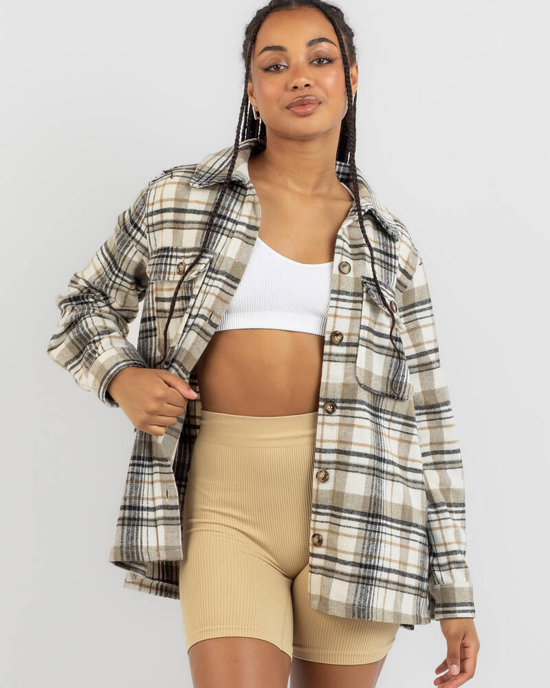 Shop Ava And Ever Ricky Shacket In White/blk-tan - Fast Shipping & Easy ...