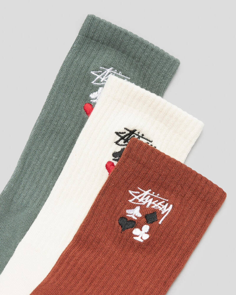 Shop Stussy Full Deck Socks 3 Pack In Multi - Fast Shipping & Easy ...