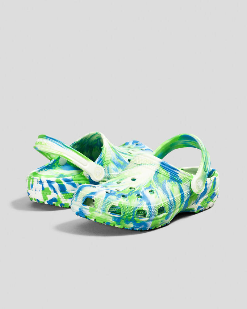 Shop Crocs Kids' Marble Classic Clogs In Prep Blue/multi - Fast ...