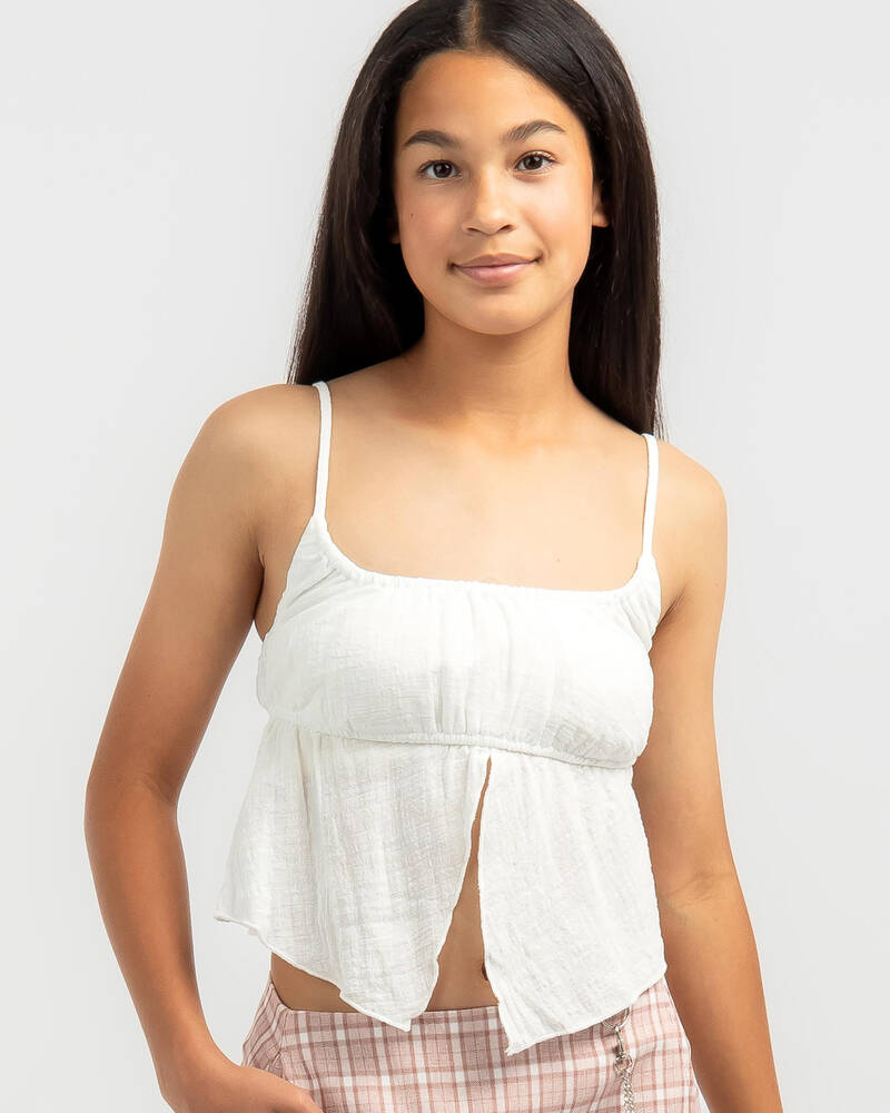 Shop Mooloola Girls' Hillary Split Cami Top In Cream - Fast Shipping ...