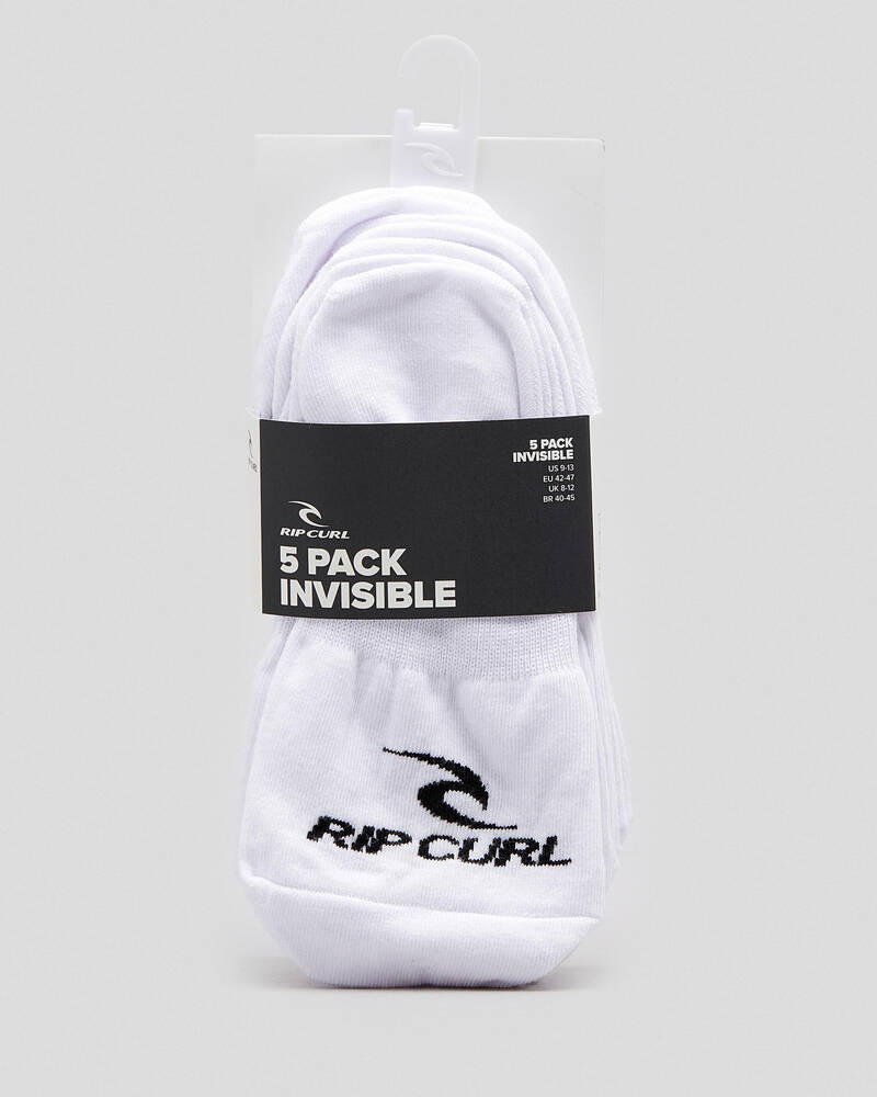 Shop Rip Curl Invisi Socks 5 Pack In White - Fast Shipping & Easy ...