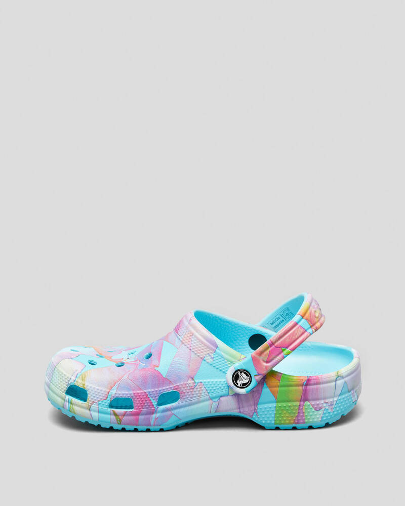 Shop Crocs Classic Palm Print Clogs In Neptune/multi - Fast Shipping ...