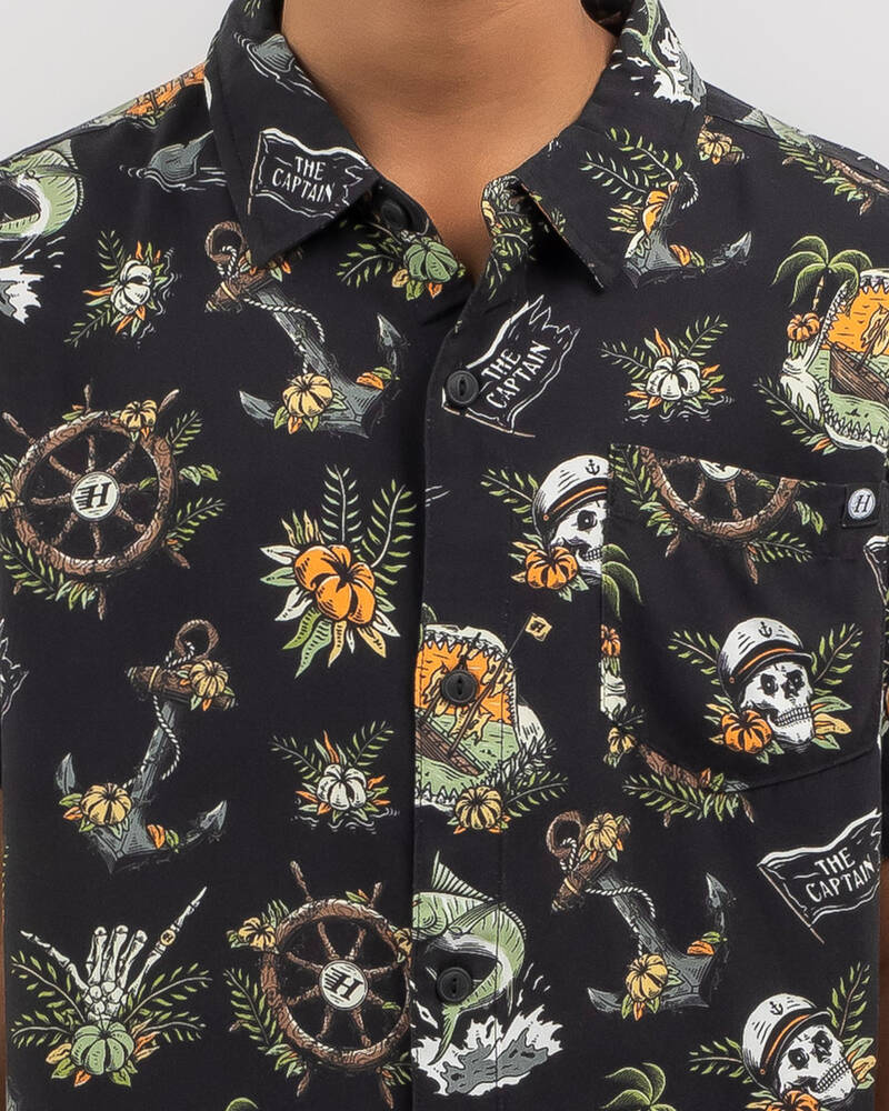Shop The Mad Hueys Boys' Shipwrecked Captain Short Sleeve Shirt In ...