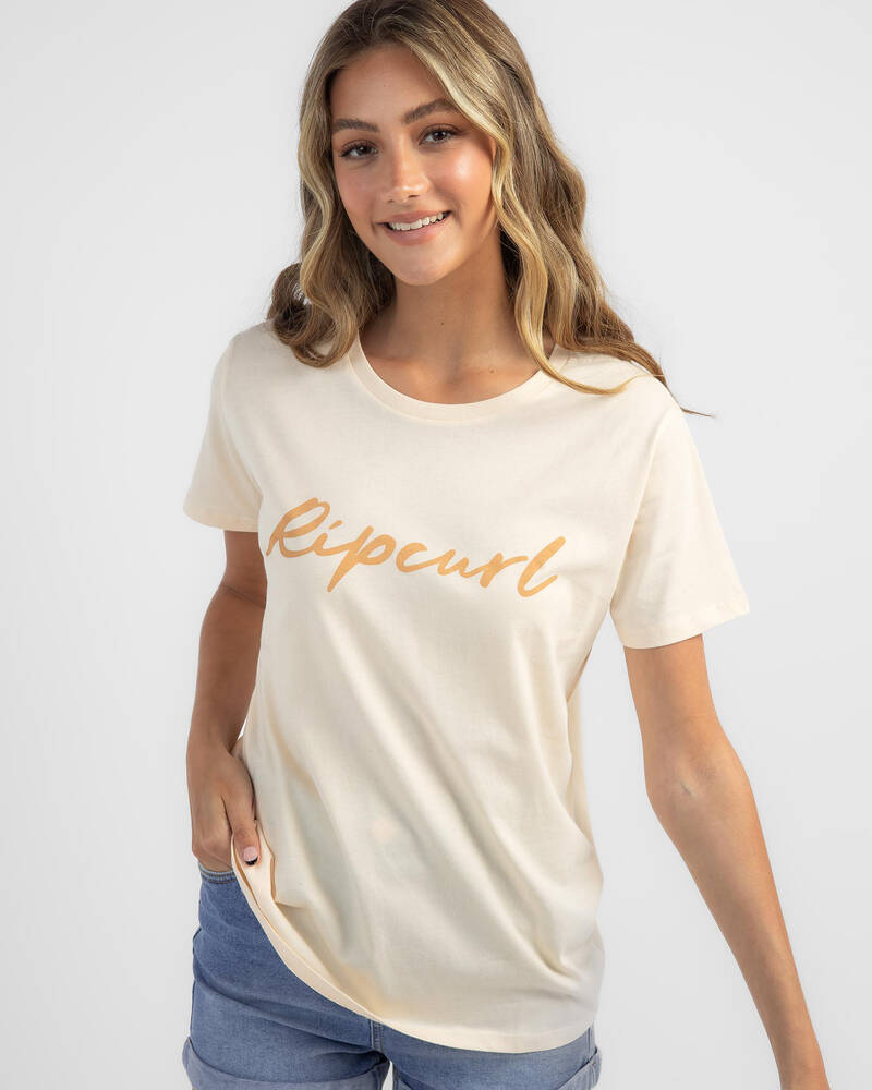 Shop Rip Curl Script Standard T-Shirt In Off White - Fast Shipping & Easy Returns - City Beach ...