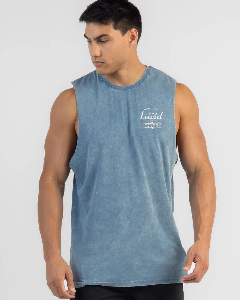 Shop Lucid Cleave Muscle Tank In Lt Blue Acid - Fast Shipping & Easy ...