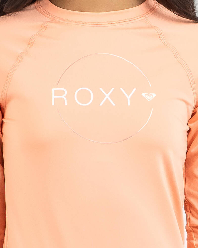 Shop Roxy Girls' Beach Classics Long Sleeve Rash Vest In Papaya Punch ...