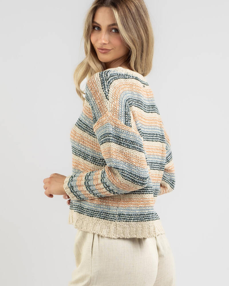 Shop Billabong Easy As Long Line Knit Jumper In Oak Buff - Fast ...