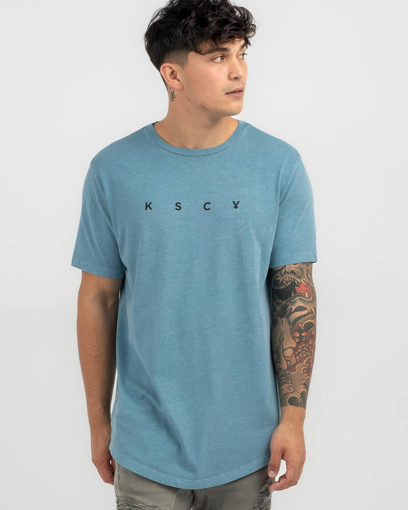 Shop Kiss Chacey Eros Dual Curved T-Shirt In Pigment Brittany Blue ...