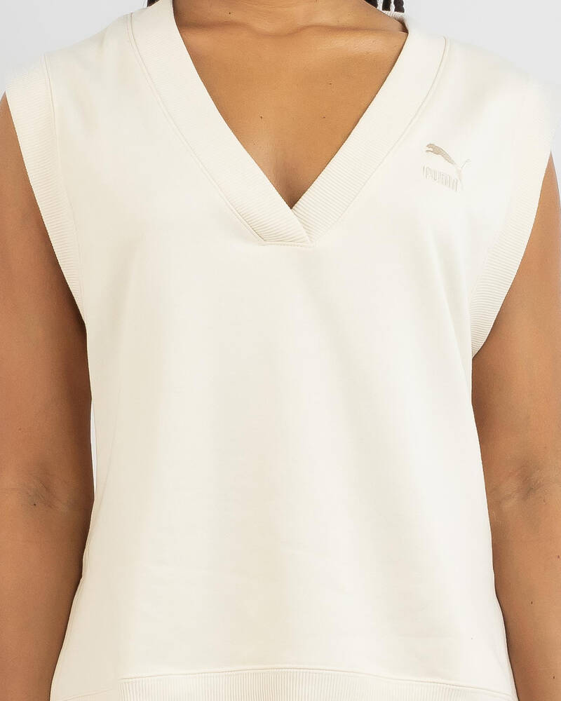 Shop Puma Classics V-Neck Vest In Cream - Fast Shipping & Easy Returns ...