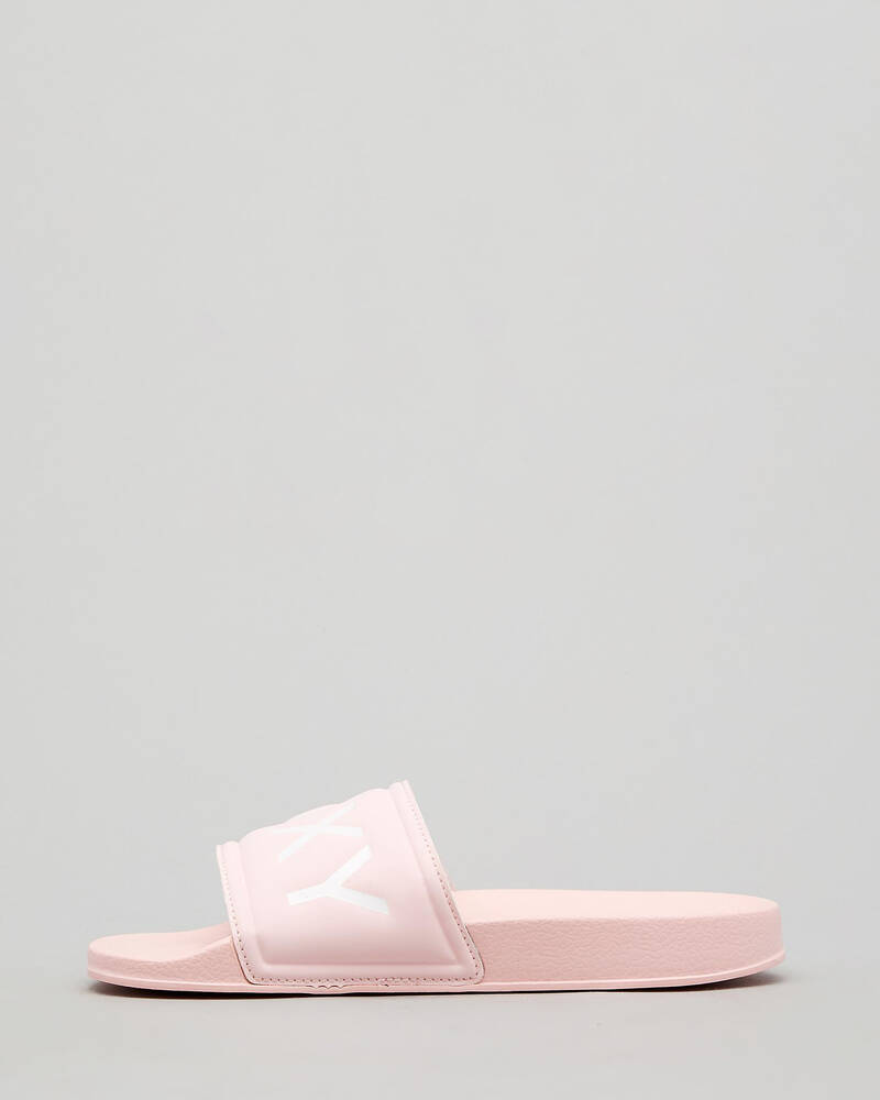 Shop Roxy Girls' Slippy Slide Sandals In Pink/white - Fast Shipping ...
