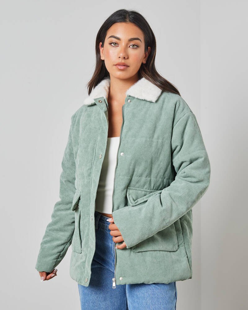 Shop Mooloola Burkhart Cord Jacket In Sage - Fast Shipping & Easy ...