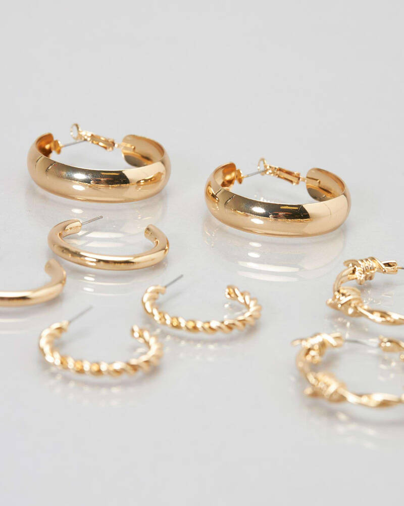 Shop Karyn In LA Darcy Earring Pack In Shiny Light Gold - Fast Shipping ...