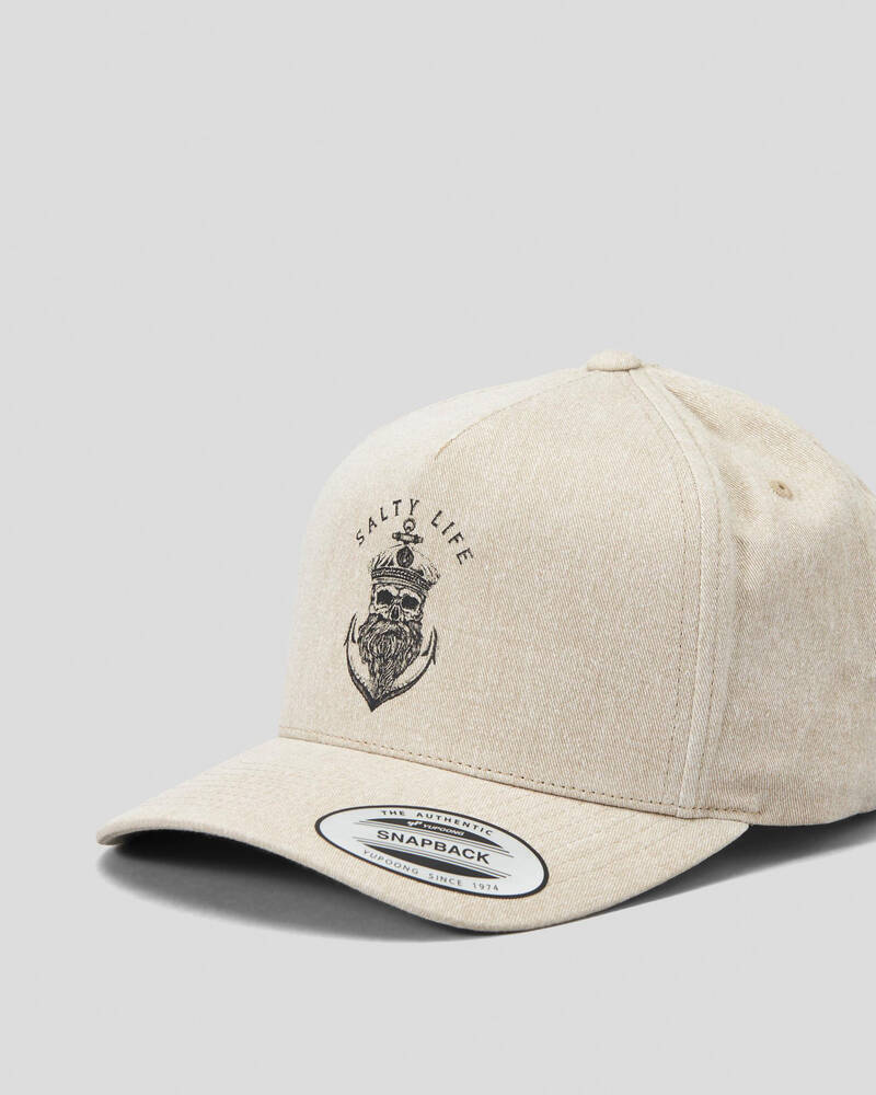 Shop Salty Life Anchors Snapback Cap In Washed Khaki - Fast Shipping ...