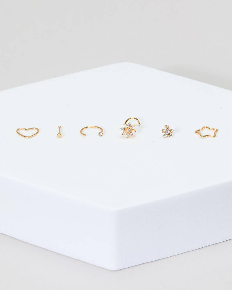 Shop Karyn In LA Felicity Nose Ring Pack In Gold - Fast Shipping & Easy ...