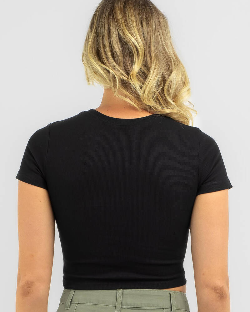Mooloola Basic Rib Baby Tee In Black - Fast Shipping & Easy Returns ...