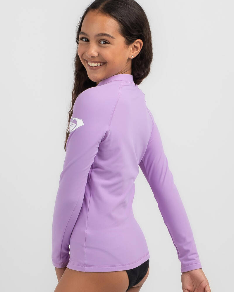 Shop Roxy Girls' Heater Long Sleeve Lycra Rash Vest In Crocus Petal - Fast Shipping & Easy ...