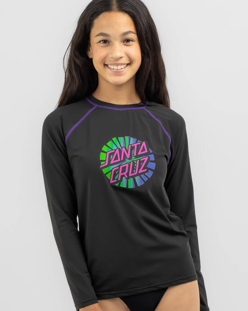 Shop Santa Cruz Girls' Rays Long Sleeve Rash Vest In Black - Fast ...