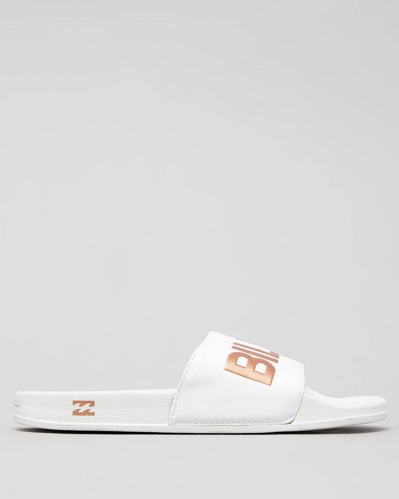 Shop Billabong Legacy Slide Sandals In White/rose Gold - Fast Shipping ...