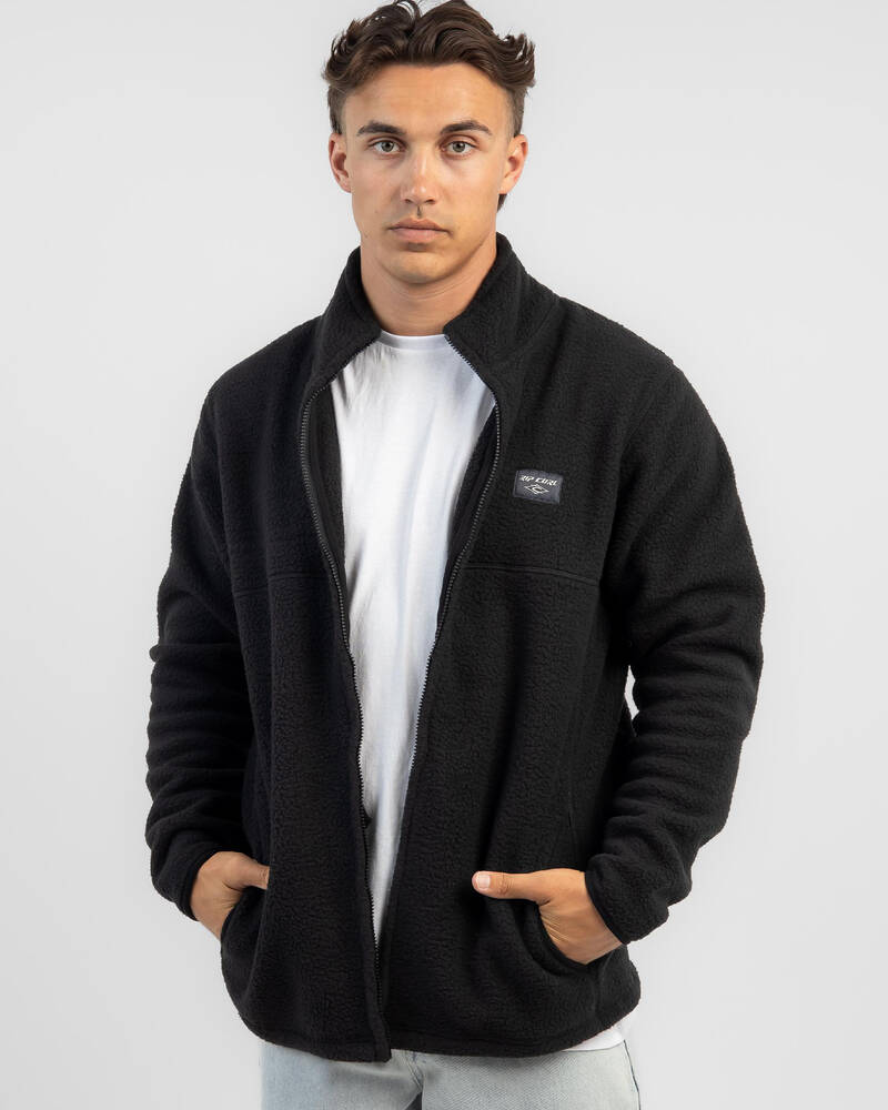 Shop Rip Curl Rincon Zip Crew Polar Fleece Jacket In Black - Fast ...
