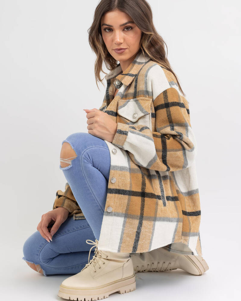 Shop Ava And Ever Colton Shacket In Beige - Fast Shipping & Easy ...