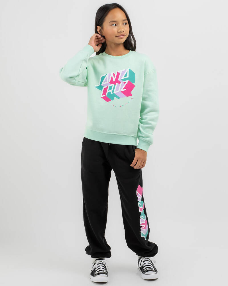 Shop Santa Cruz Girls' Stack Strip Block Front Sweater In Mist - Fast ...